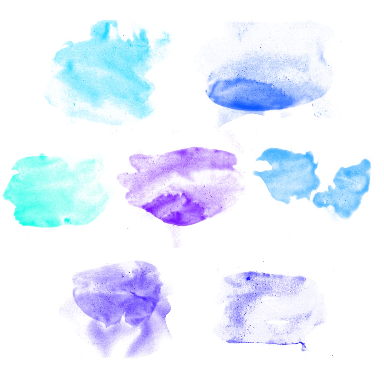 20 Colorful Watercolor Splashes Splotches Clipart, Paint Drip, Colorful ...