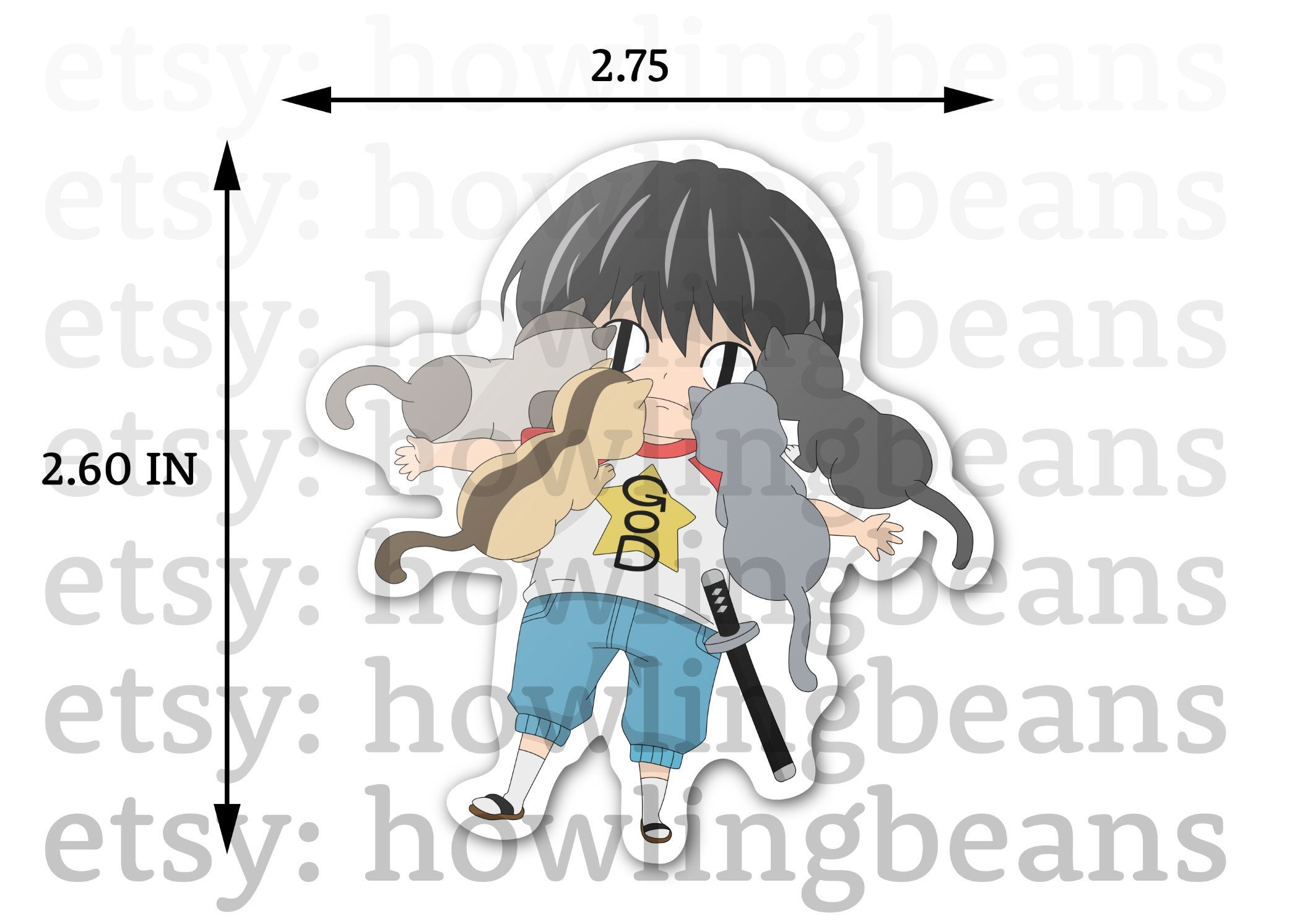 Kotaro Lives Alone Cat Vinyl Decal Glossy Sticker - Etsy