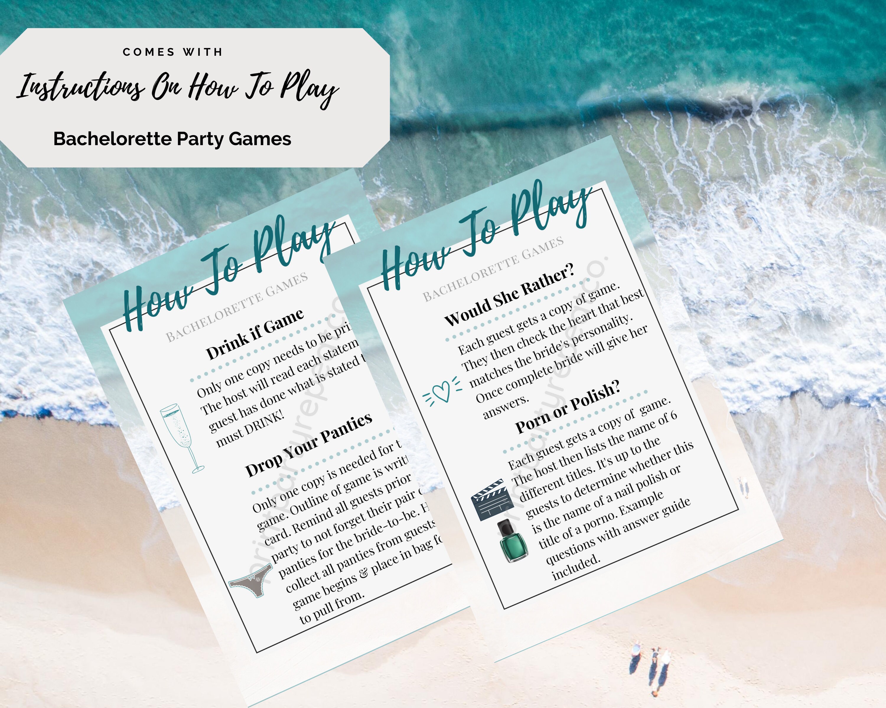 Last Splash Theme Bachelorette Printable Party Game Porn or Polish ...