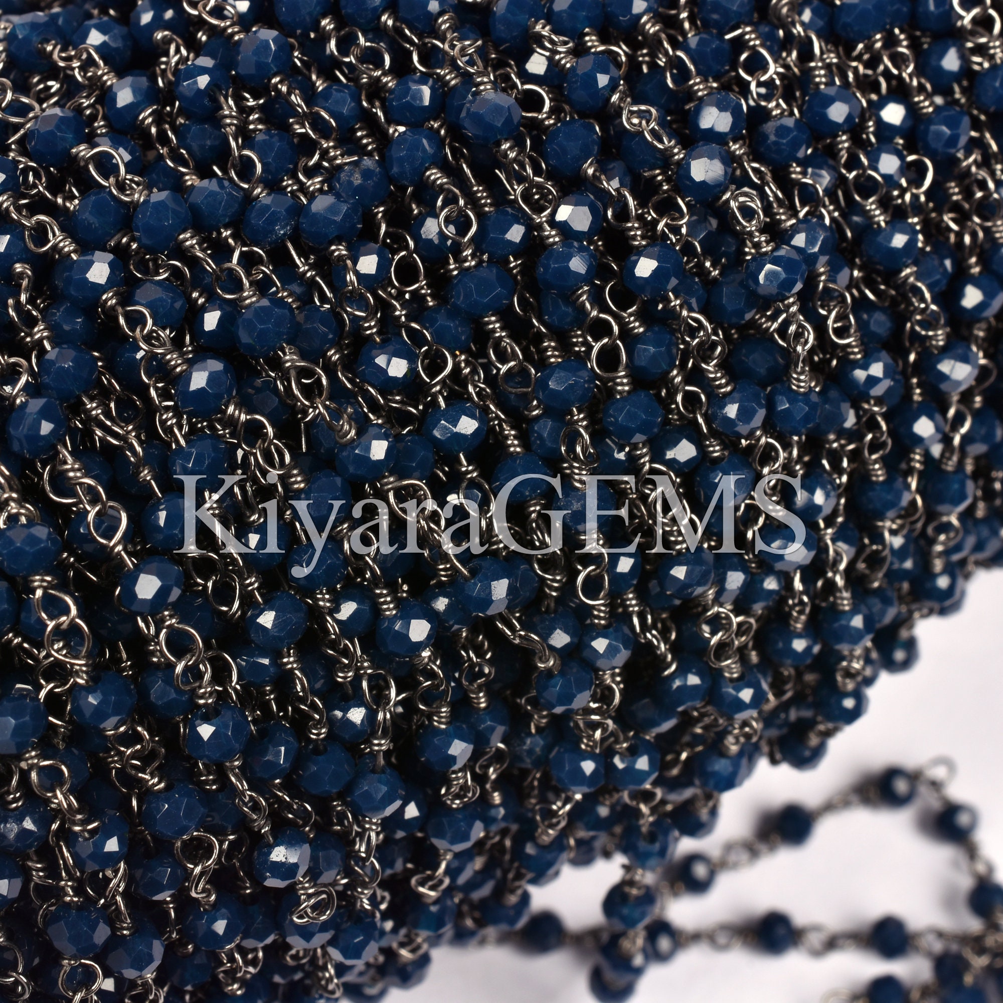 Rare Color Blue Hydro Sapphire Rosary Chain Black Gun Metal - Etsy