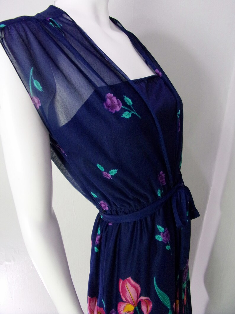 Vintage Disco Midi Dress, 1970s Party Dress, Navy Disco Dress ...