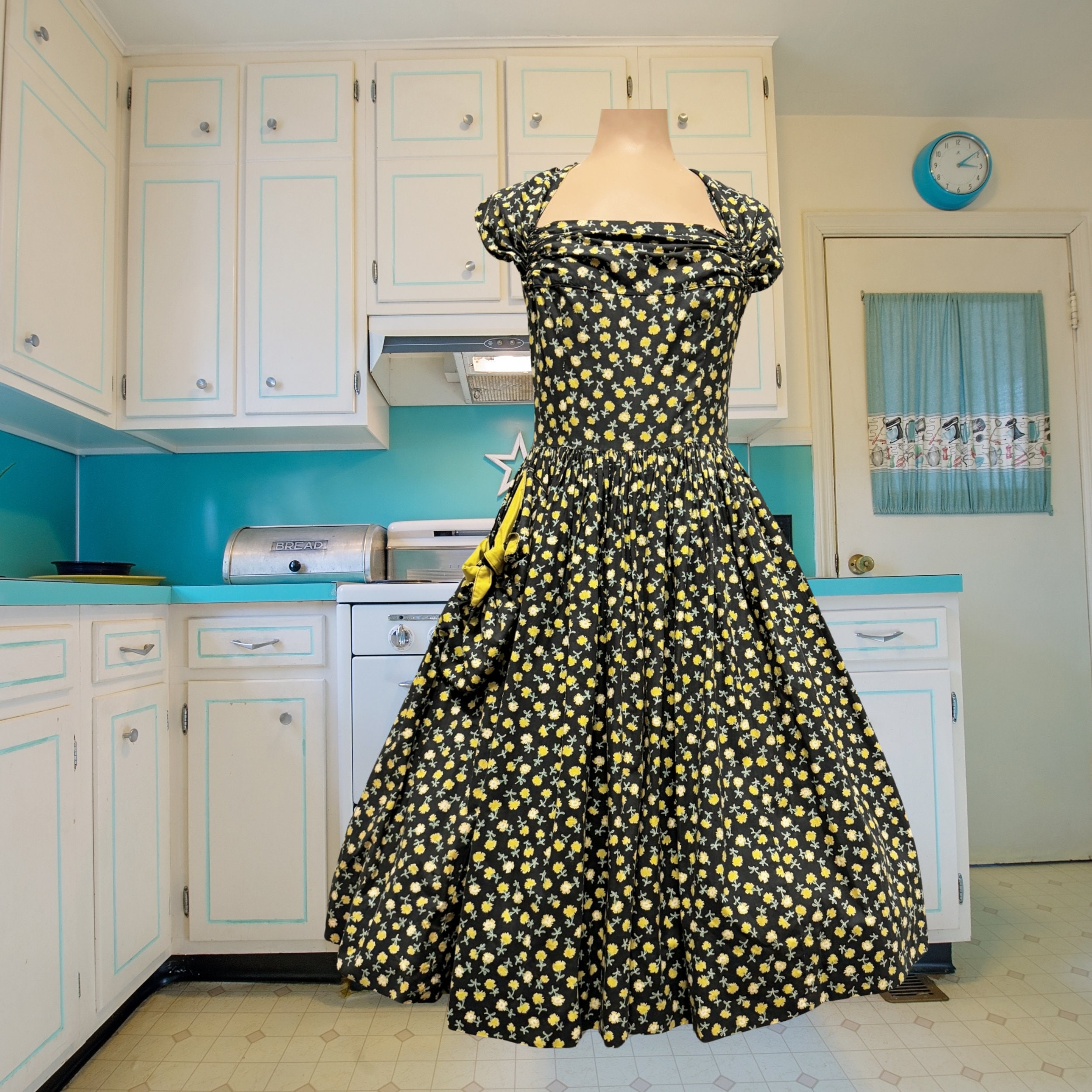 Vintage 1950s Dress Floral Cotton, 1950s Summer Dress, 1950s Full ...