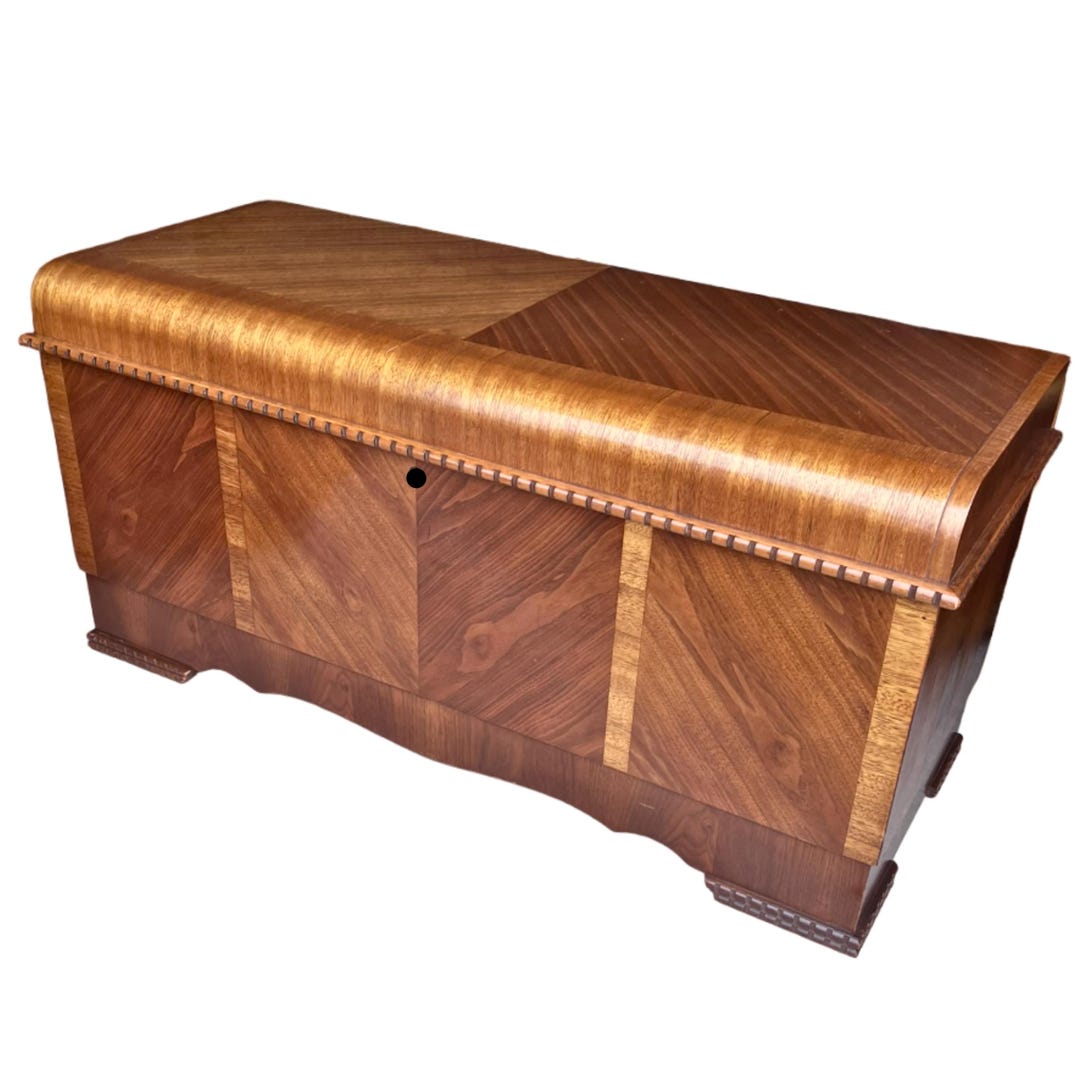 Art Deco Waterfall Chest Trunk Cedar Lined Antique Blanket Chest 1930s ...
