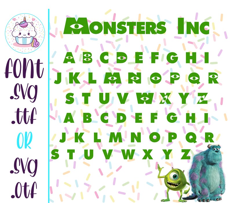 Monsters Inc FONT alfabeto SVG para Cricut Silueta Descarga | Etsy