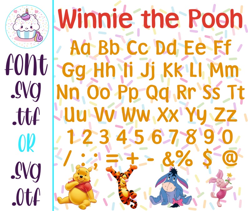Winnie the Pooh FONT SVG alphabet for Cricut Silhouette | Etsy
