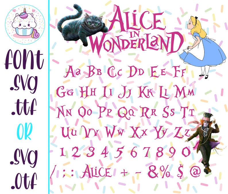 Alice In Wonderland FONT SVG alphabet for Cricut Silhouette | Etsy