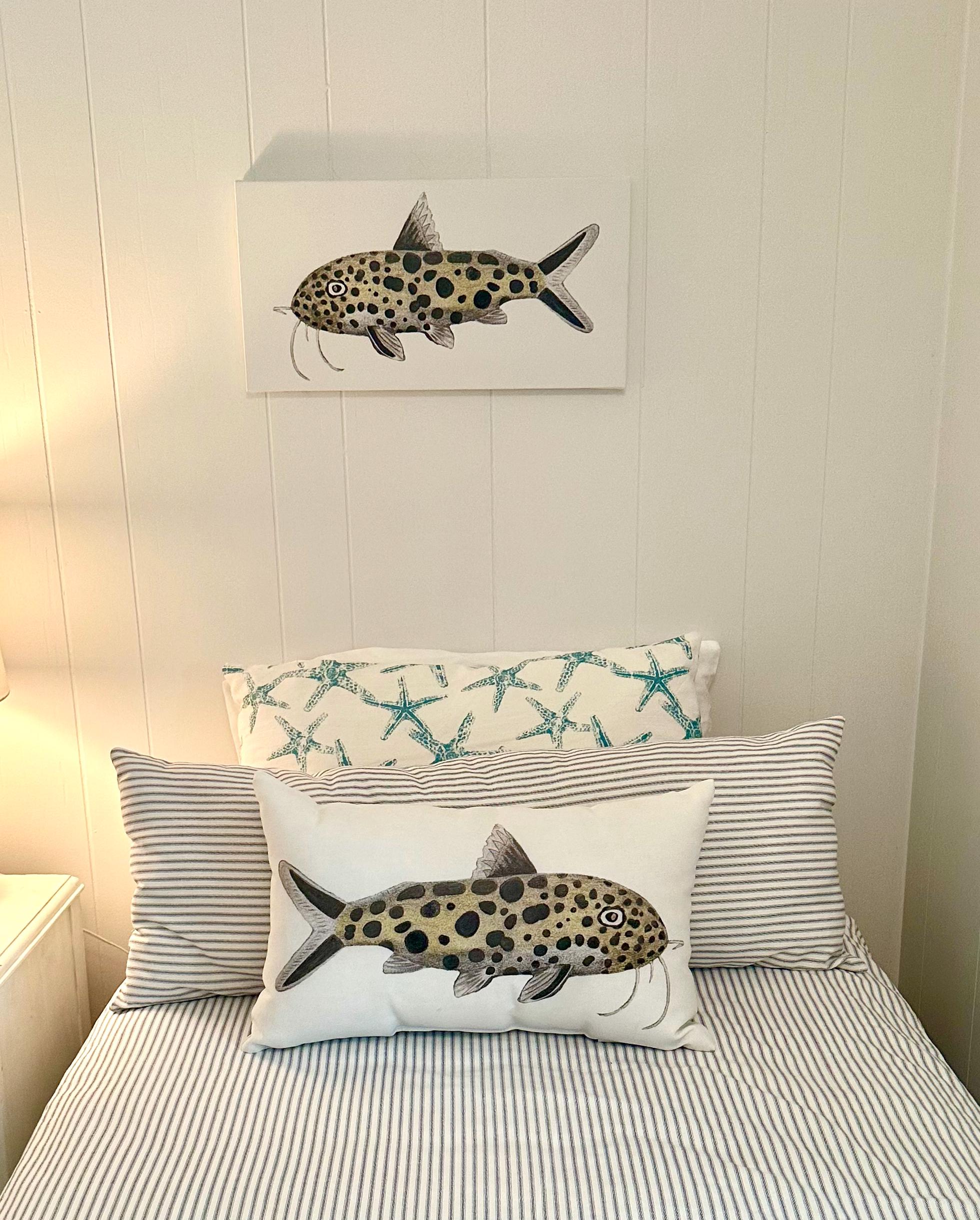 Synodontis Cuckoo Catfish Cichlid Fish Original Art Canvas Print 20x10 ...