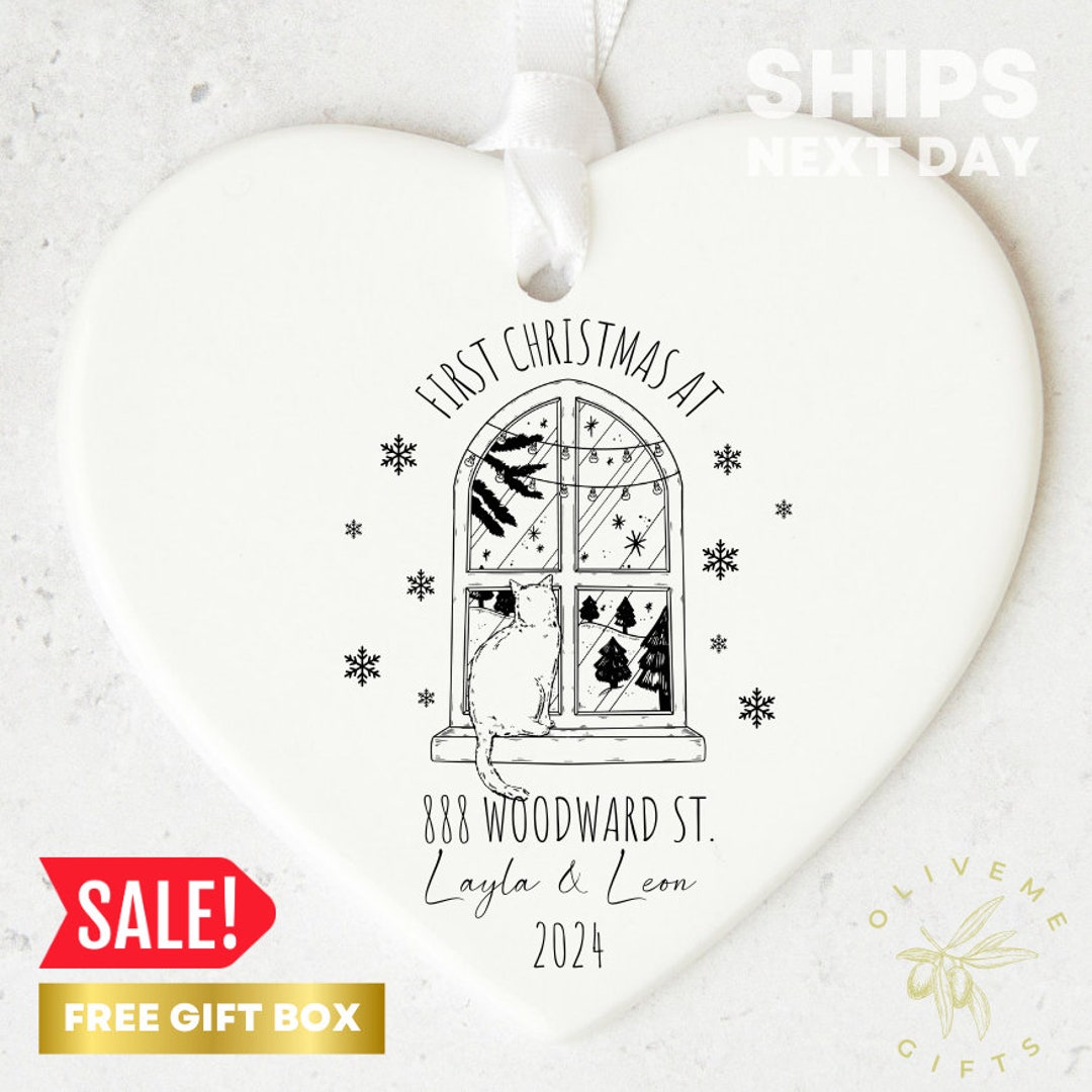 Custom Name First Home Heart Ornament Personalized New Home Christmas ...