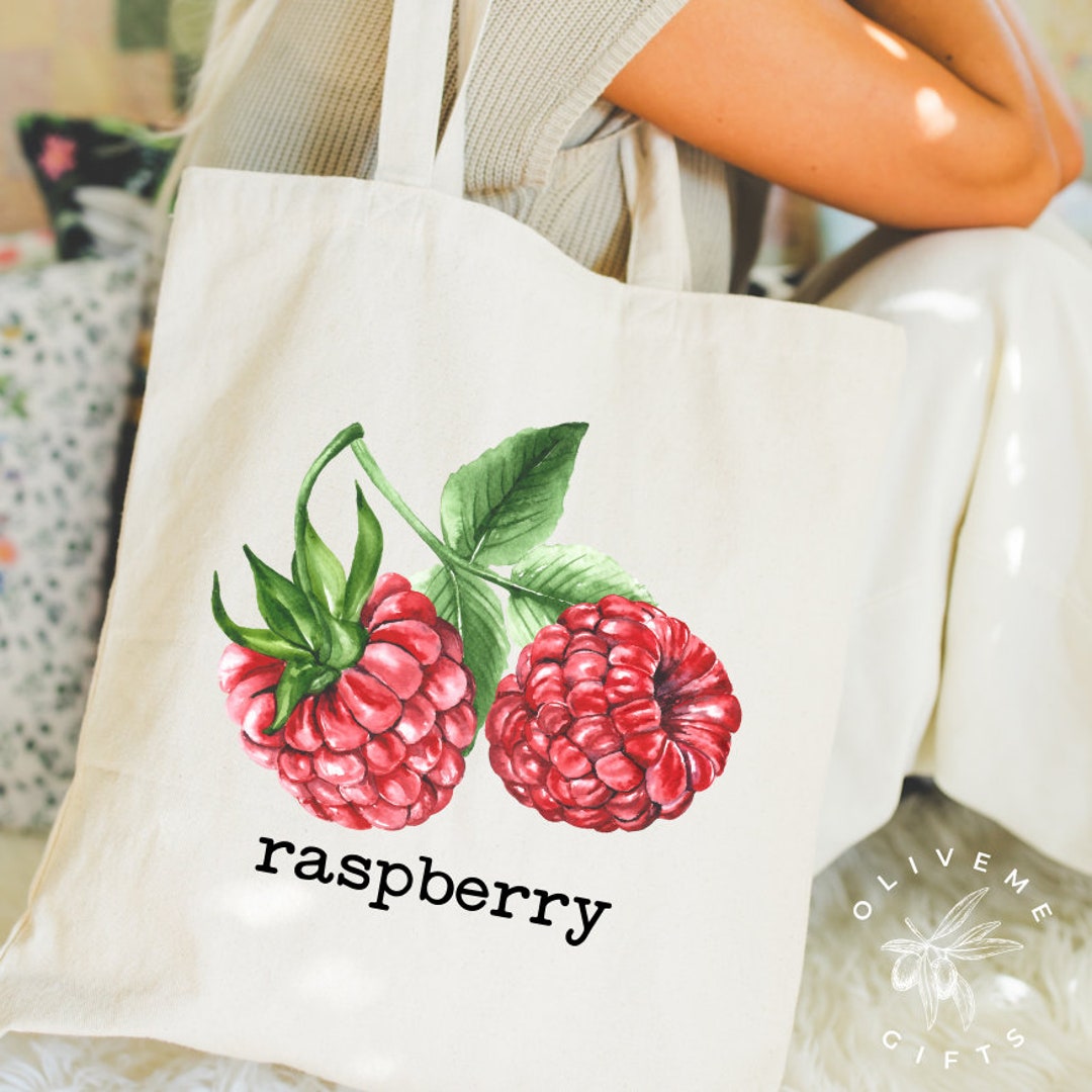 Cute Tote Bag With Raspberry Print | Personalized Handbag for Fruit ...