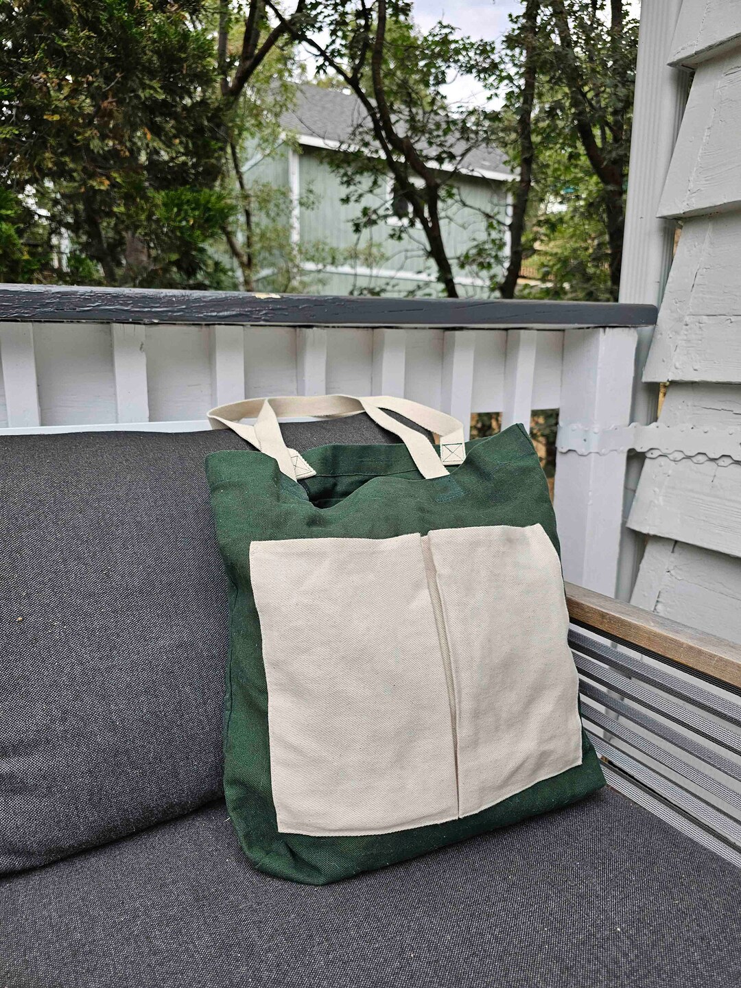 Simple Tote Bag With Front Pockets and Inside Small Pocket Cute Bag for ...