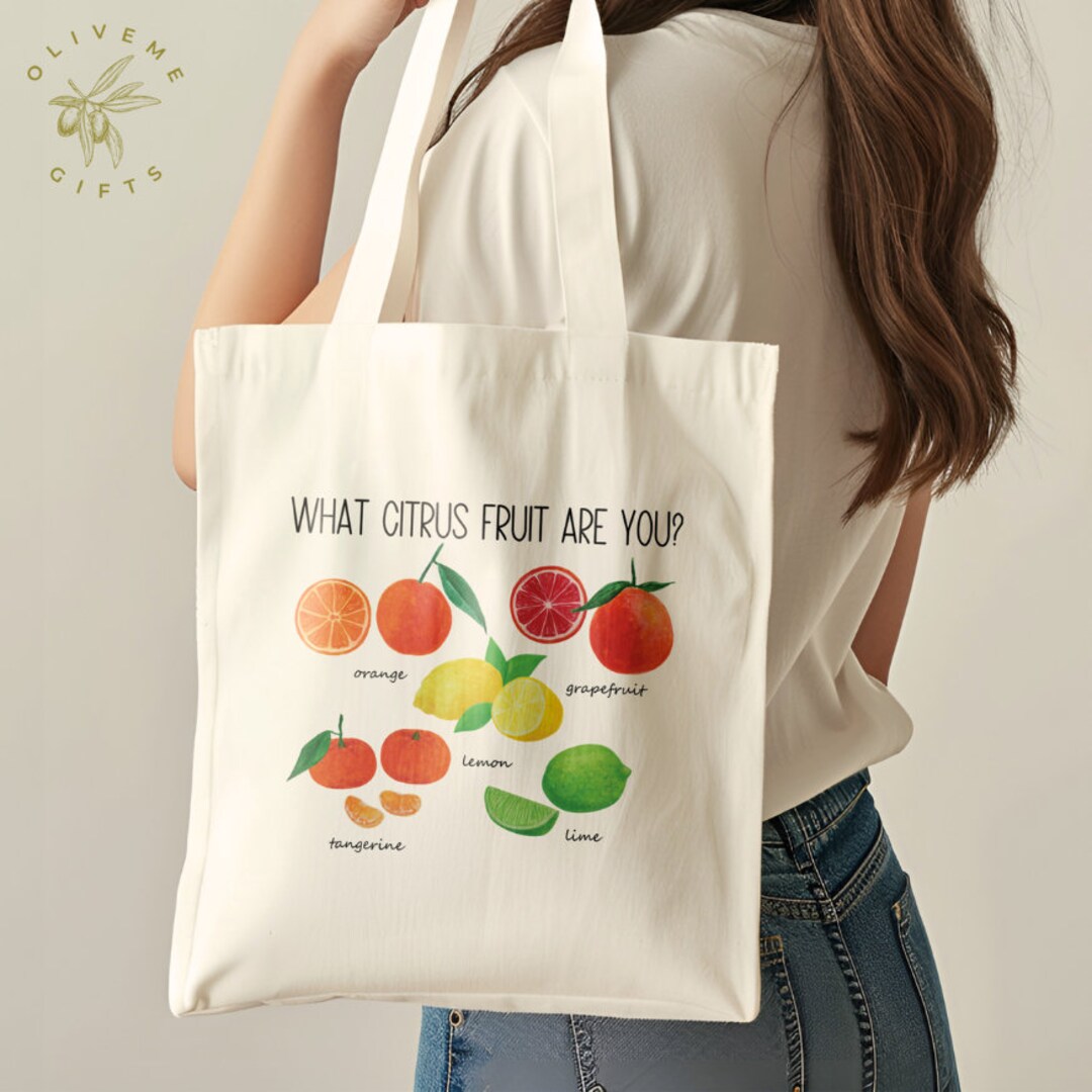 Cute Citrus Fruits Tote Bag Simple Canvas Bag for Grocery Shopping Cute ...