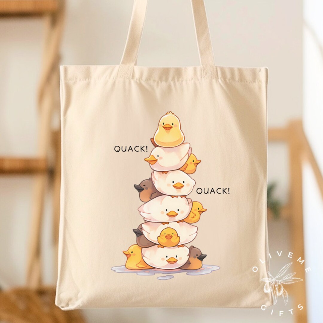 Quack Quack Tote Bag With Stacking Ducks Print Duck Handbag for Animal ...