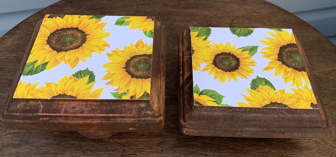 Sunflower Wood Riser Sunflower Wood Pedestal Tiered Tray - Etsy