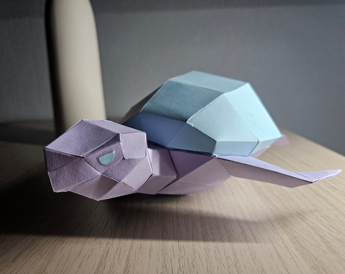 3D Turtle Paper Craft, 3D Paper Craft, Digital Template, Origami, Low ...