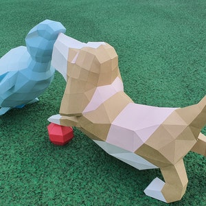 Papercraft Template Basset Hound: Low Poly 3D Papercraft Template PDF ...