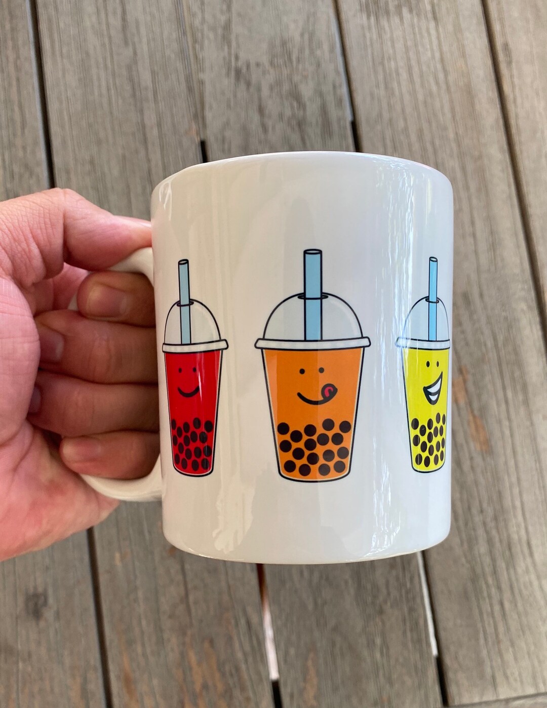 Rainbow Boba Tea Mug , Ceramic Mug for Popping Boba Milk Tea Lovers ...