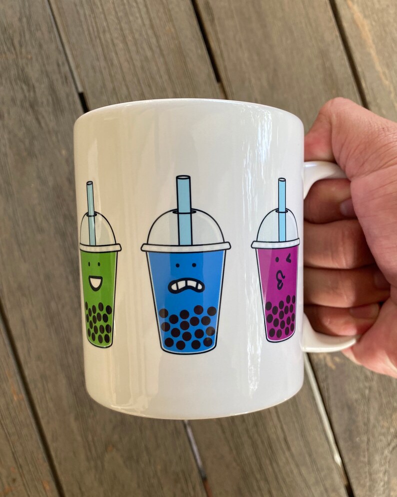 Rainbow Boba Tea Mug Ceramic Mug for Popping Boba Milk Tea - Etsy