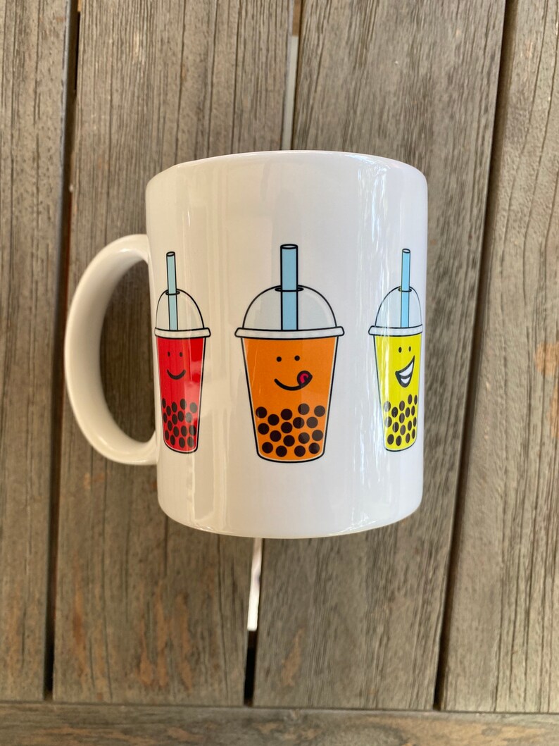 Rainbow Boba Tea Mug Ceramic Mug for Popping Boba Milk Tea | Etsy