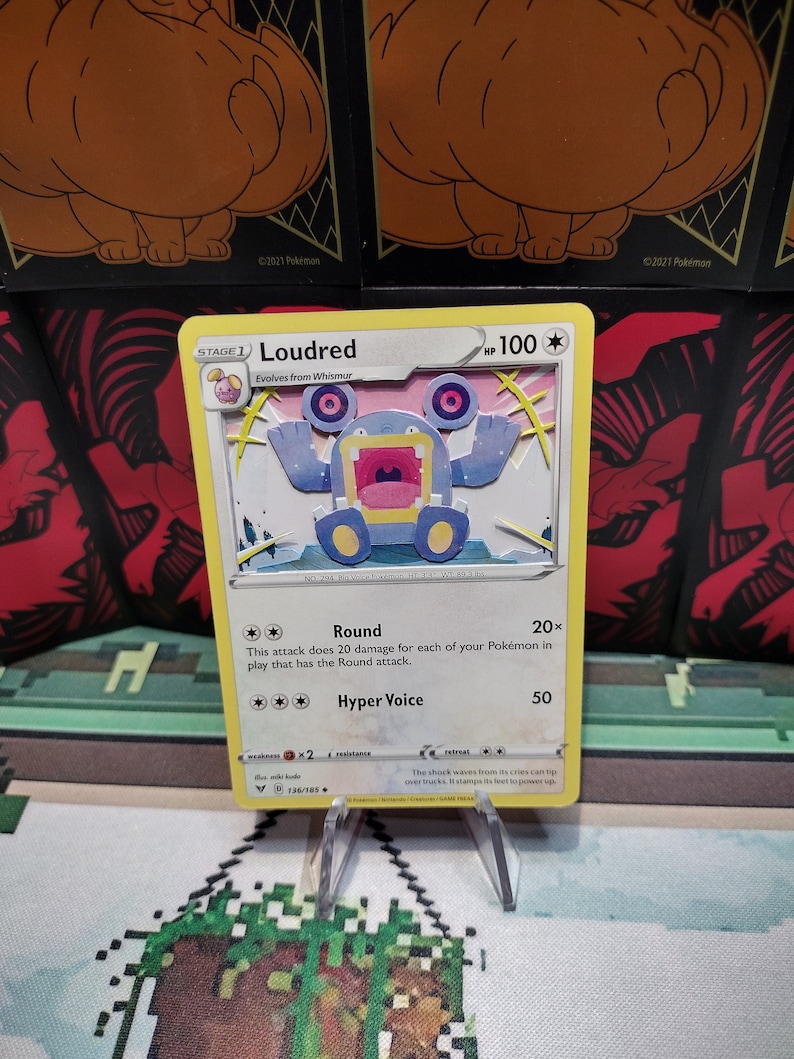 3D Pokemon Card Loudred - Etsy