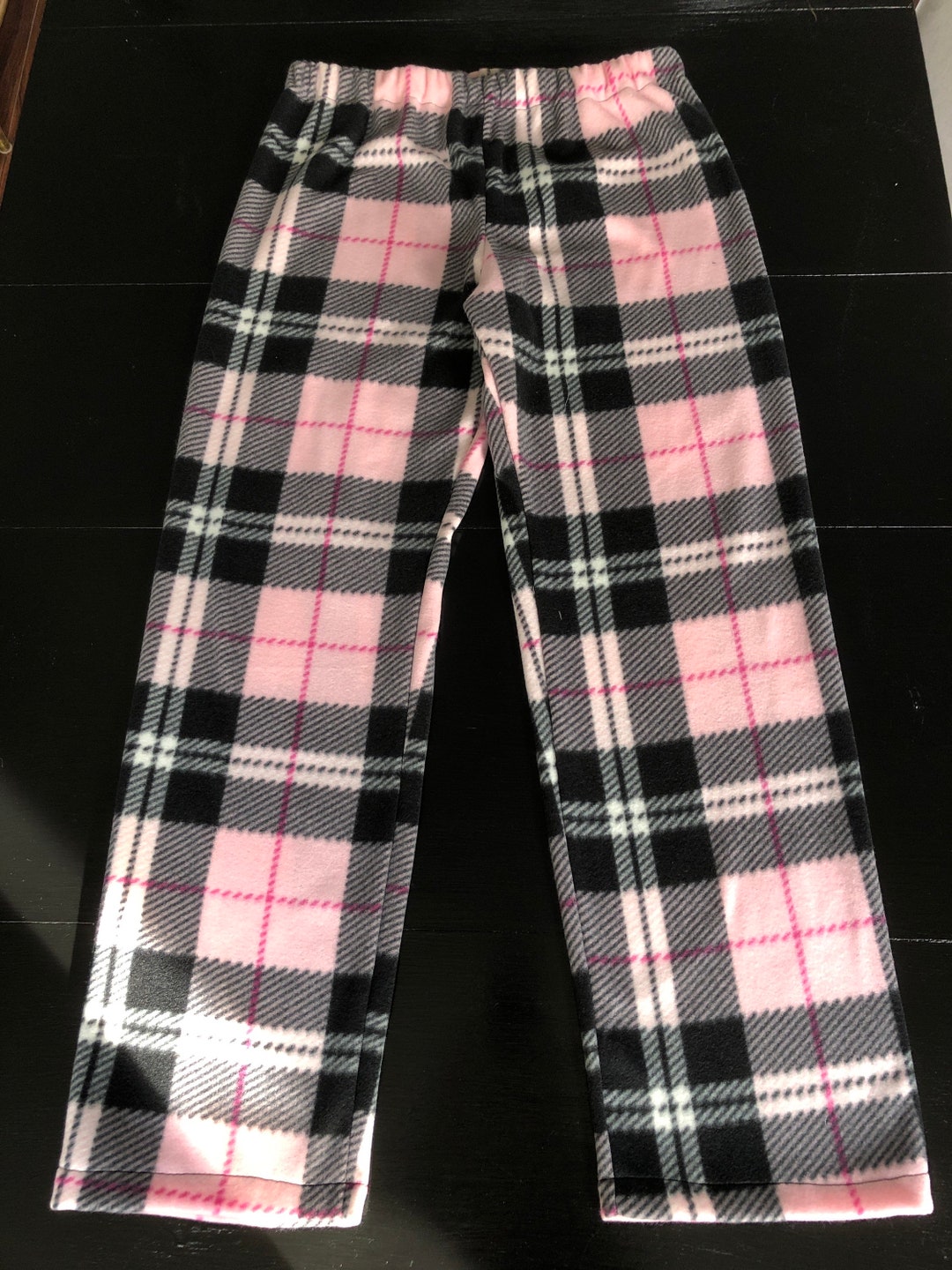 Fleece Pink and Black Plaid Pj Pants - Etsy