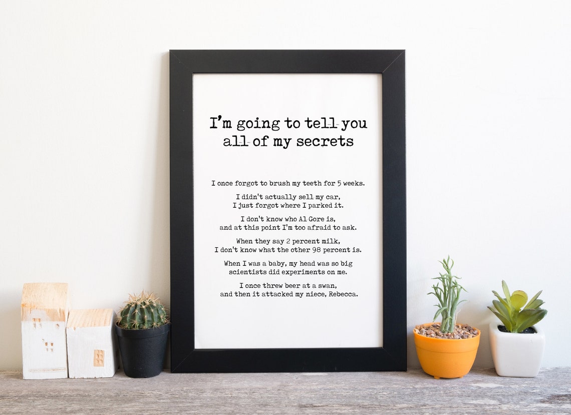 All My Secrets Andy Dwyer Quote DIGITAL Print Parks and Rec - Etsy