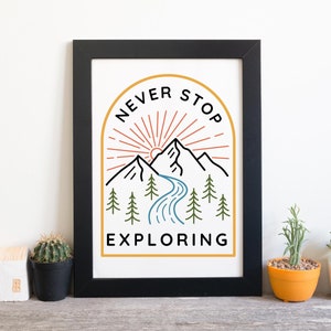 Never Stop Exploring Pennant Pennant Flag Wall Art Banner, Explore Wall ...