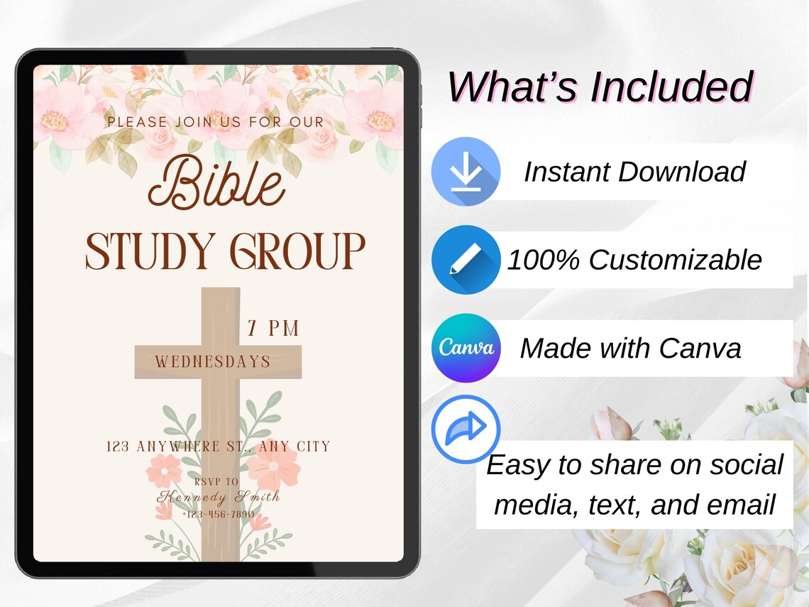 Bible Study Invite, Bible Study Flyer, Editable Invitation, Bible Study ...