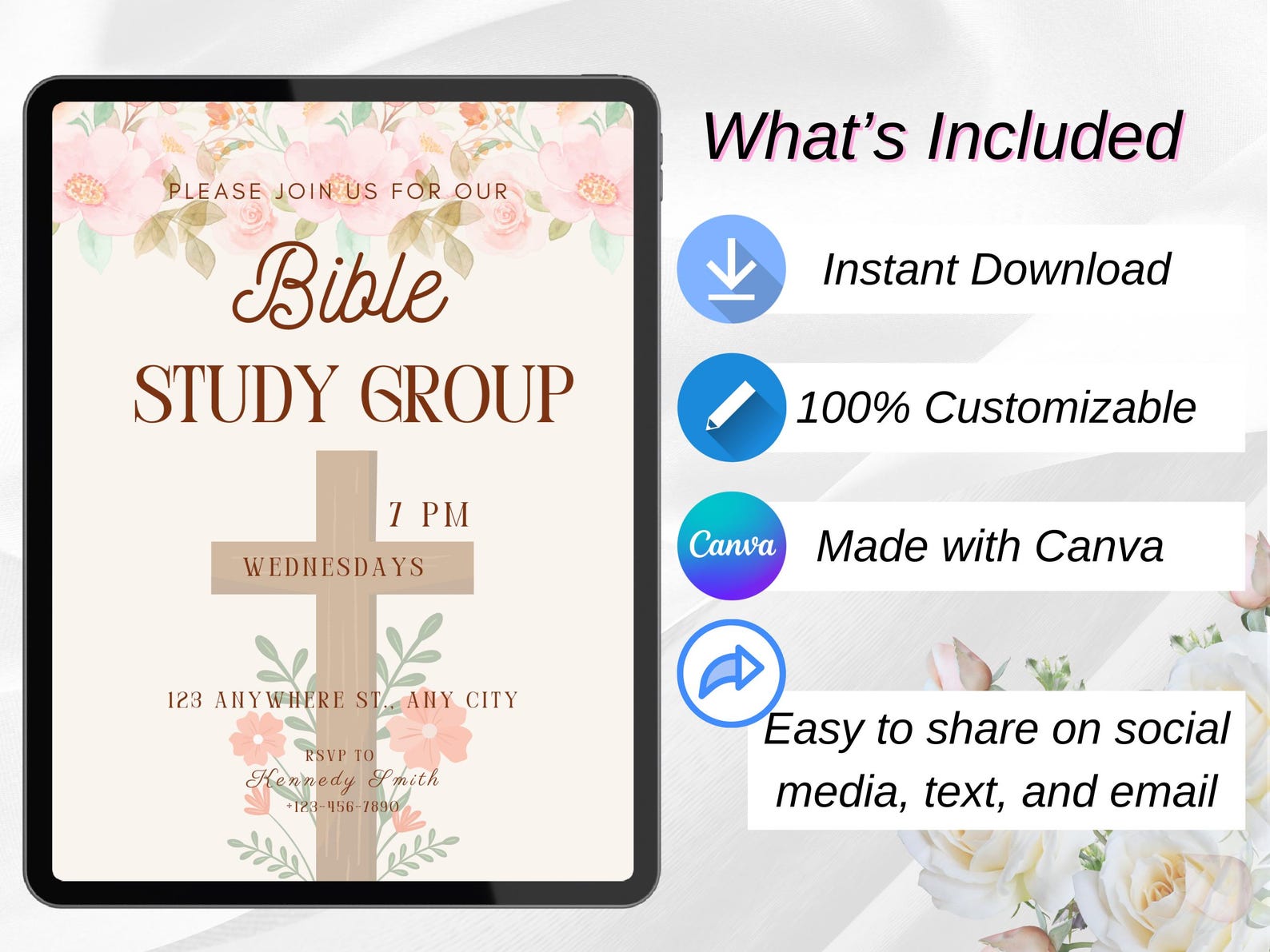 Bible Study Invite, Bible Study Flyer, Editable Invitation, Bible Study ...