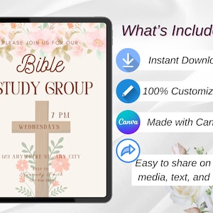 Bible Study Invite, Bible Study Flyer, Editable Invitation, Bible Study ...