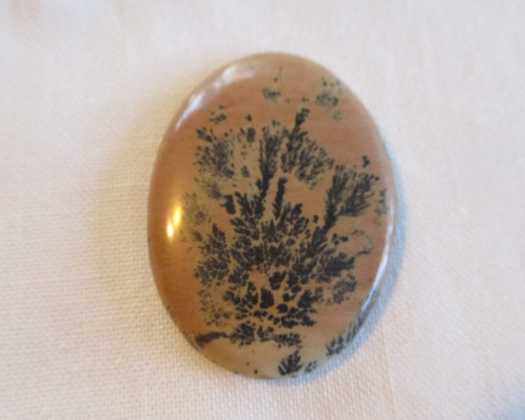 Scenic Dendritic Jasper -beautiful Hand Cut & Polished Cab- Large Oval ...