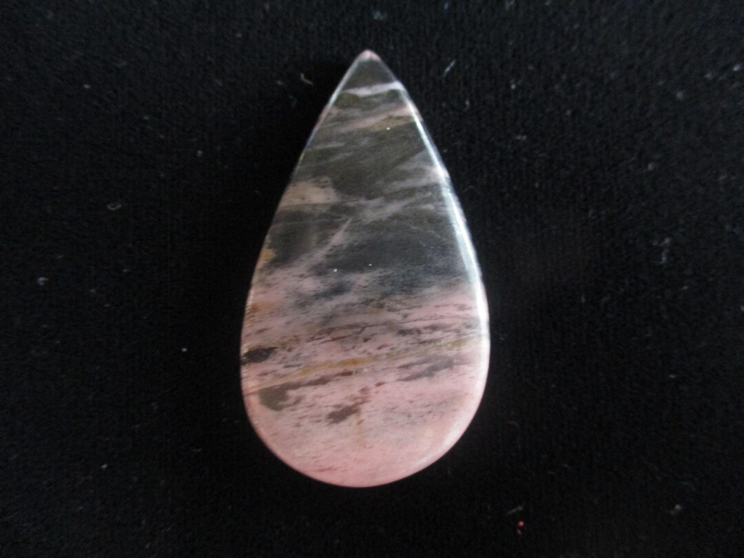 Rhodonite -large Pear Shaped- Hand Cut & Polished 42mm by 23mm - Etsy