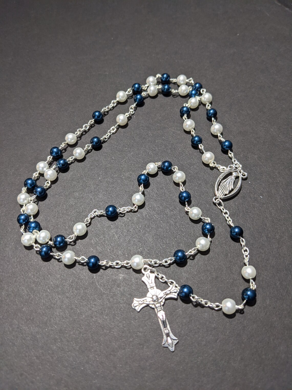 Royal Blue and White Handmade Rosary - Etsy