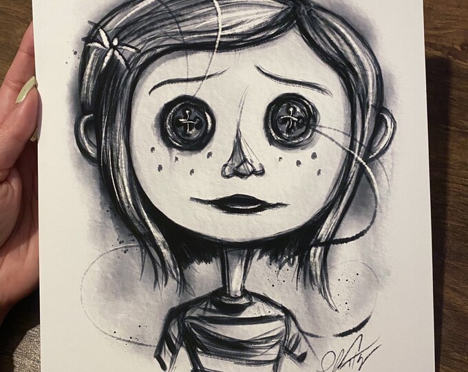 Coraline Buttons and Thread Digital Watercolor Art Print on Smooth ...