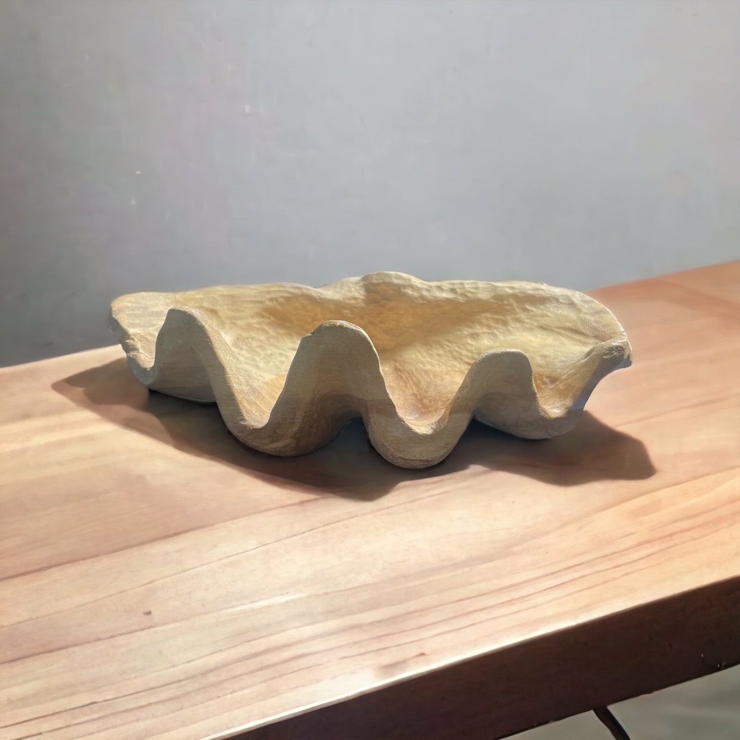 Hand Carved Wooden Clam Shell - Etsy