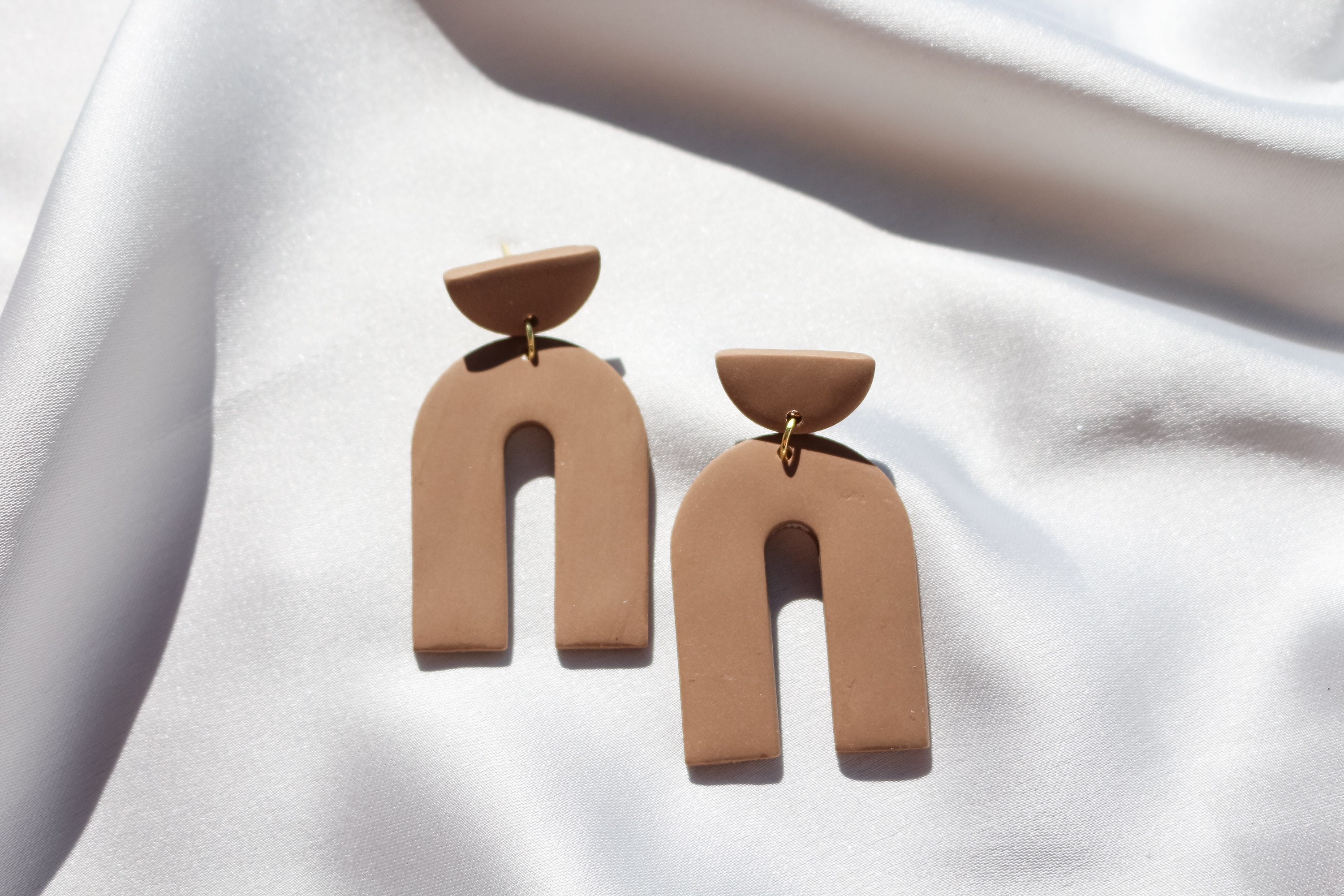 The Harlow Camel Polymer Clay Earrings - Etsy