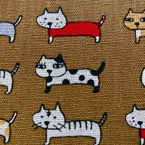 Brown Long Cat Canvas Cotton Fabric Made in Japan - Etsy