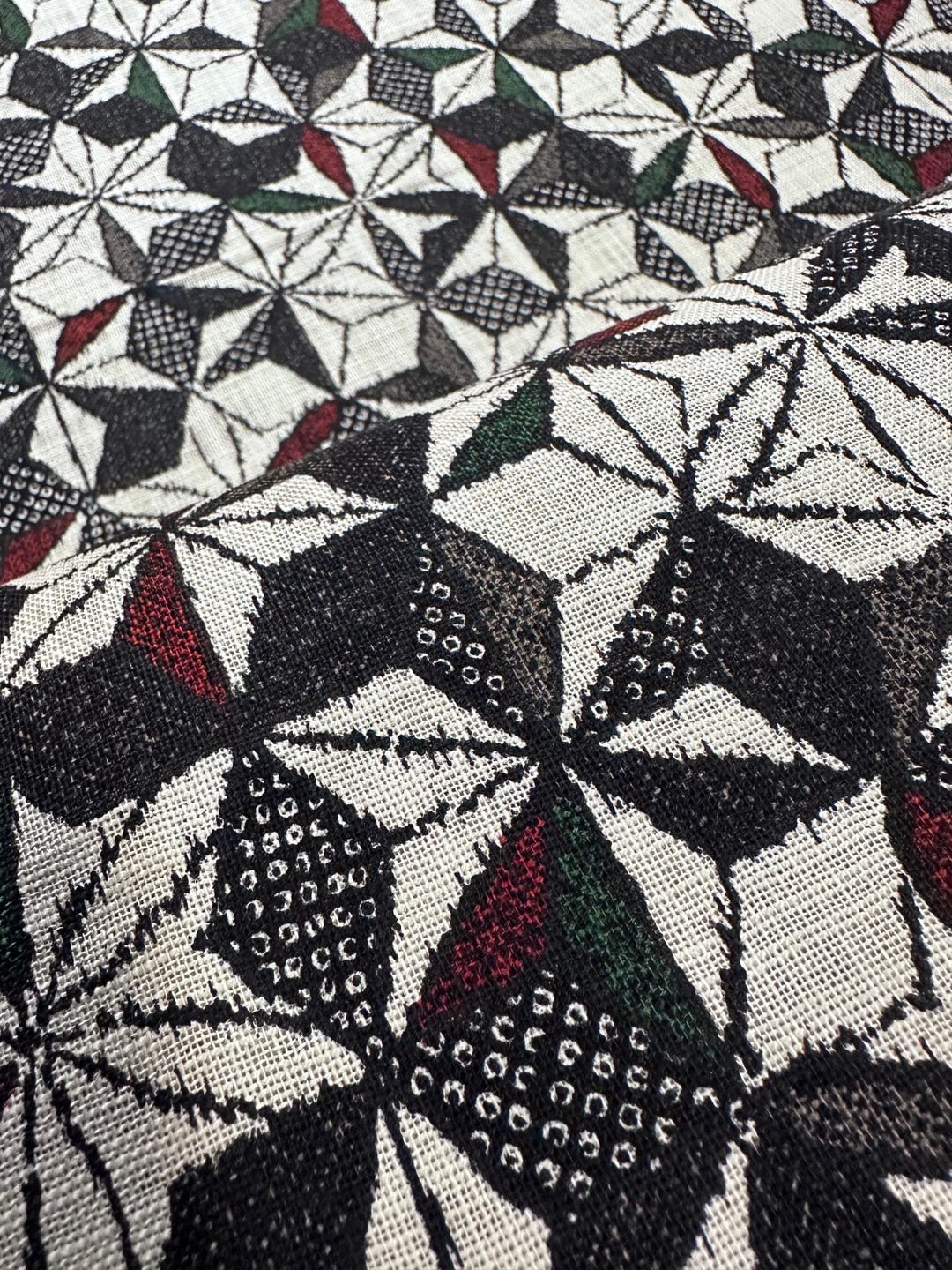 Hemp Leaf Asanoha With Stained Glass Fill Cotton Rustic Poplin Made in Japan / Cream / Black - Etsy