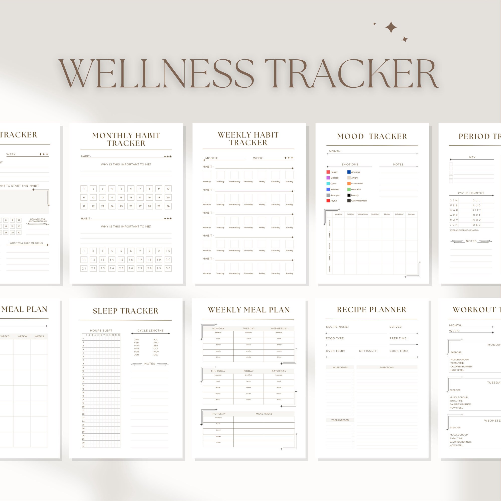 Wellness Tracker Self Care Planner Digital Planner Habit Tracker ...