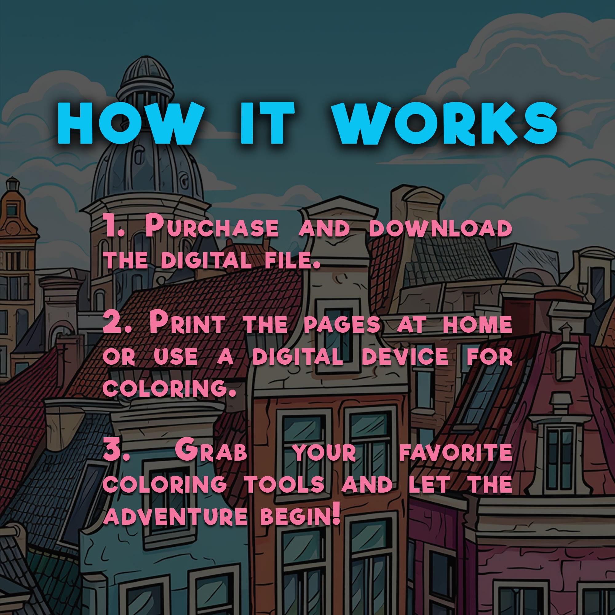 City Rooftops 40 Coloring Pages for Stress Relief for Teens and Adults ...