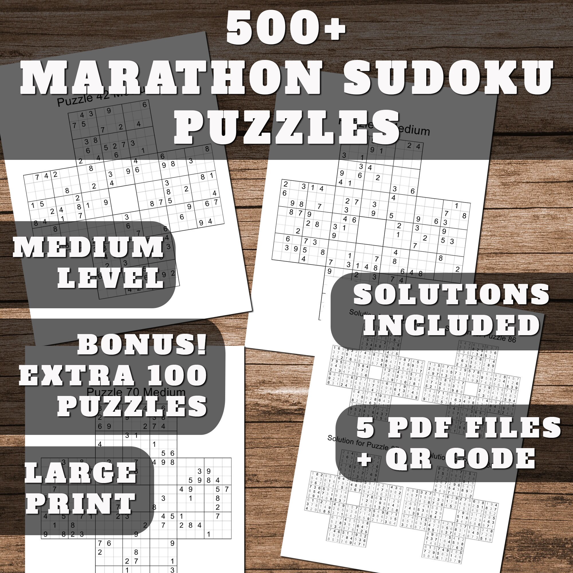 500 Medium-level MARATHON Sudoku Puzzles for Adults, Teens, and Seniors ...