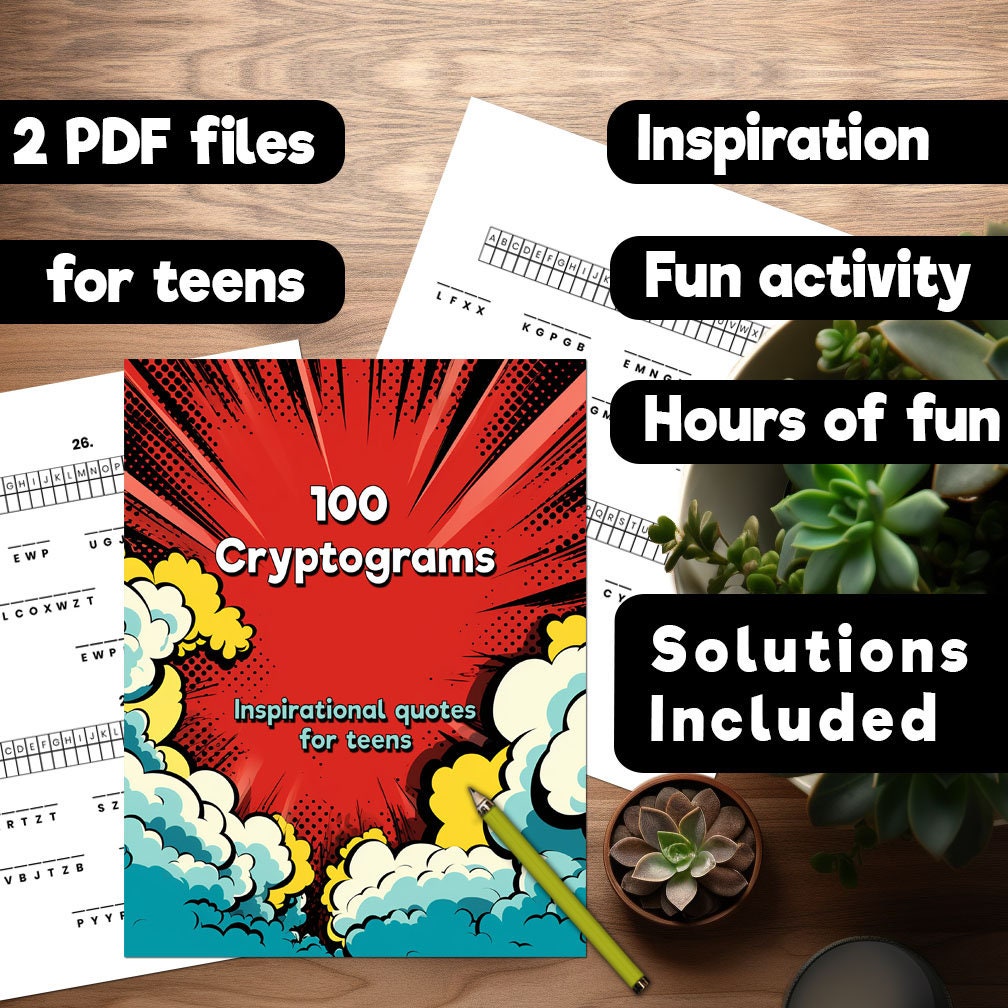100 Cryptograms Inspirational Quotes for Teens Puzzles Motivation ...