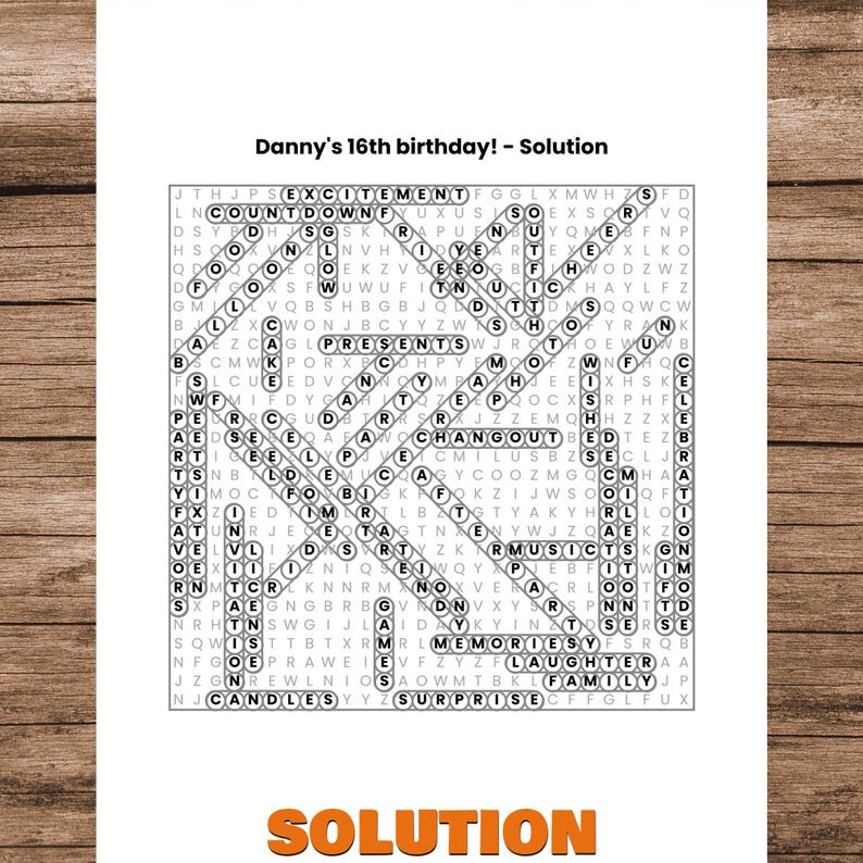 Custom Personalized Square Word Search Puzzle Fun Activity, Family ...