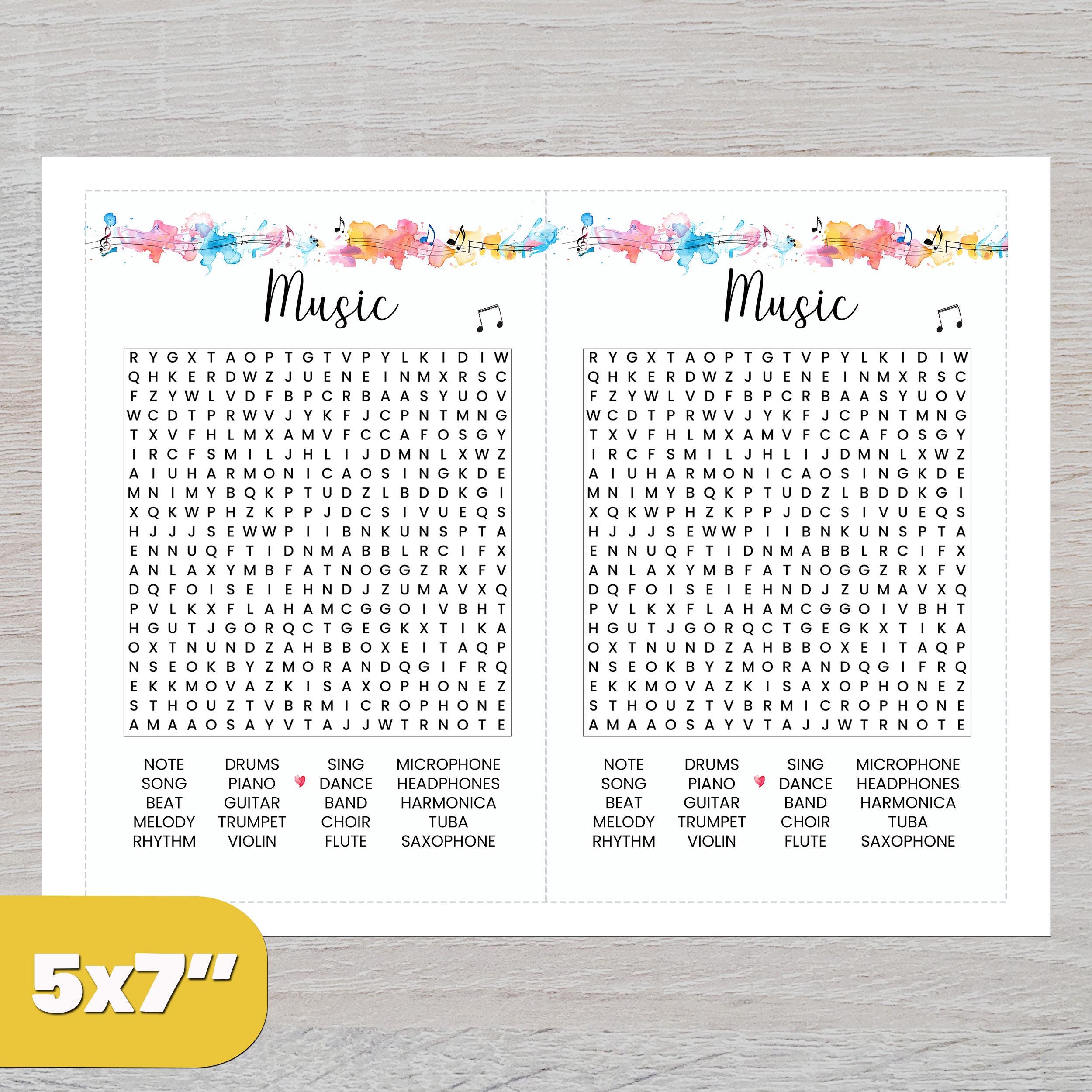Printable Digital Music Word Search Puzzle, Classroom Activity, Word ...