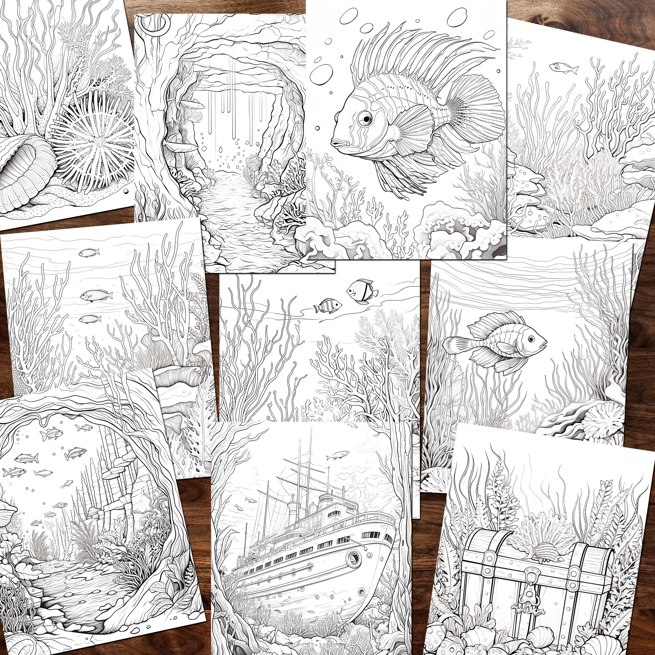 30 Underwater World Coloring Pages for Teens and Adults Gift Fun ...
