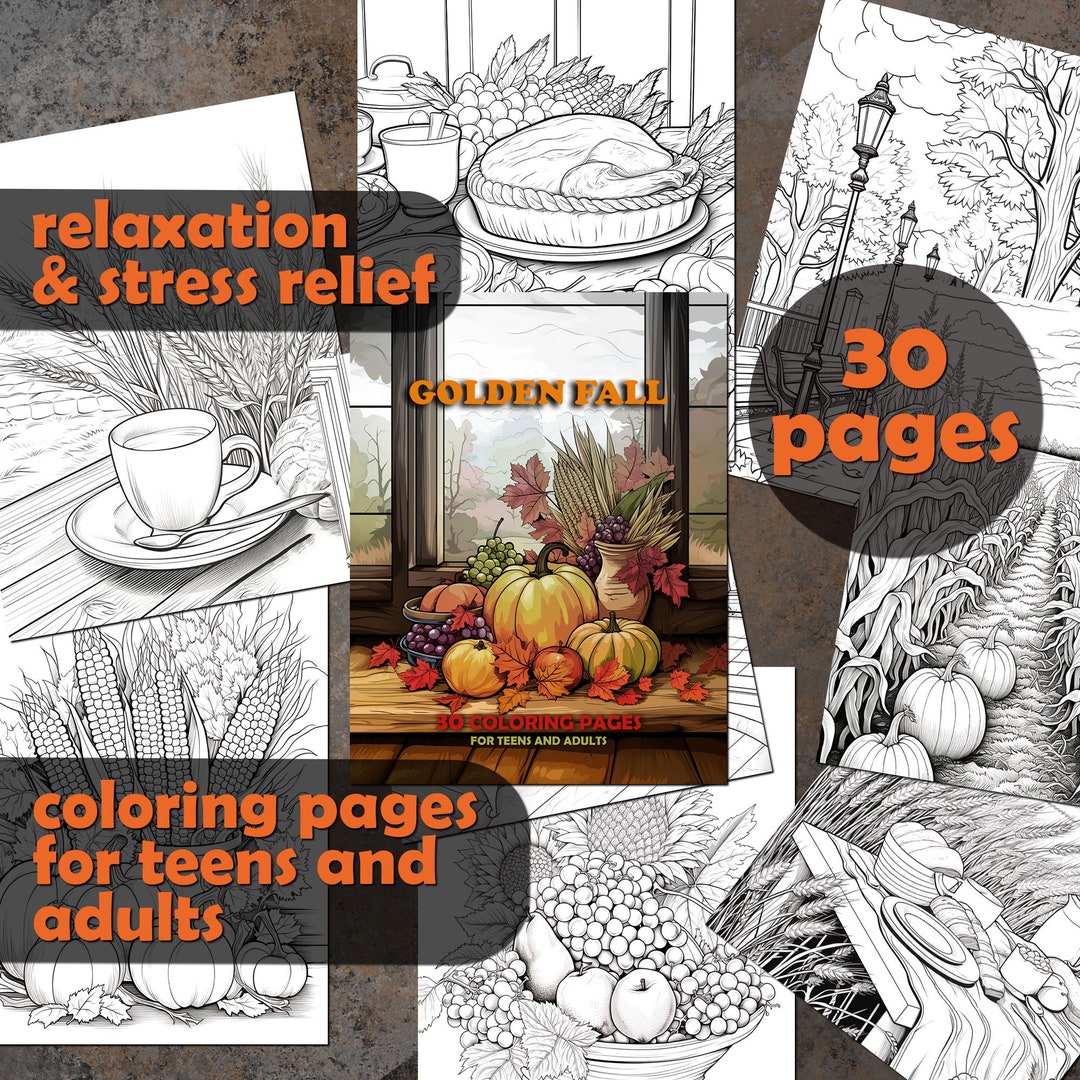 30 Fall-themed Coloring Pages for Teens and Adults Coloring Pages for ...