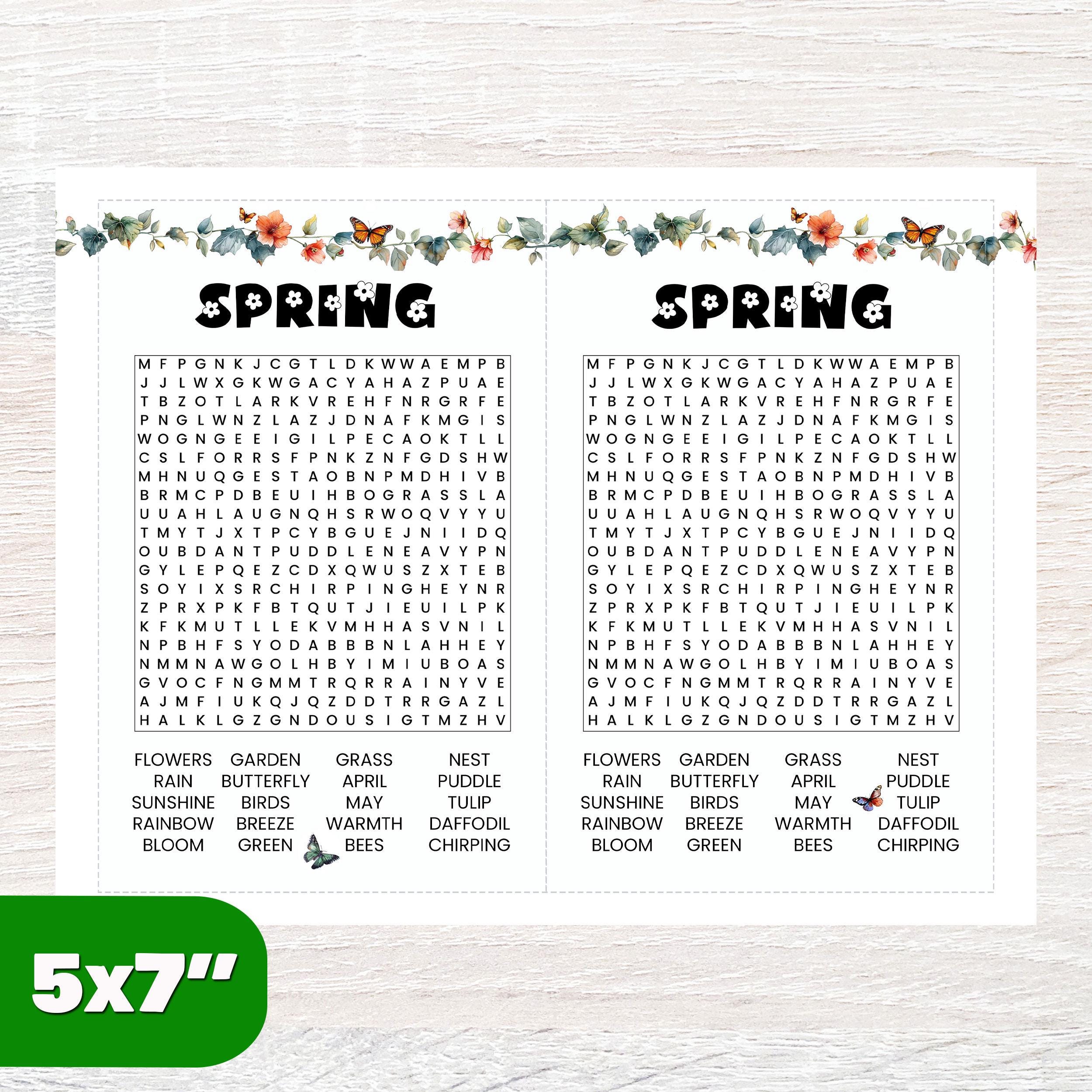 Printable Digital Spring Word Search Puzzle, Classroom Activity, Word ...