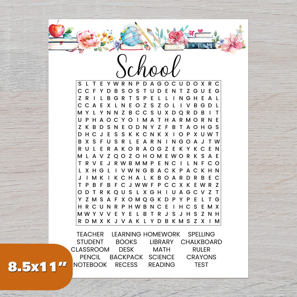 Printable Digital School Word Search Puzzle, Classroom Activity, Word ...
