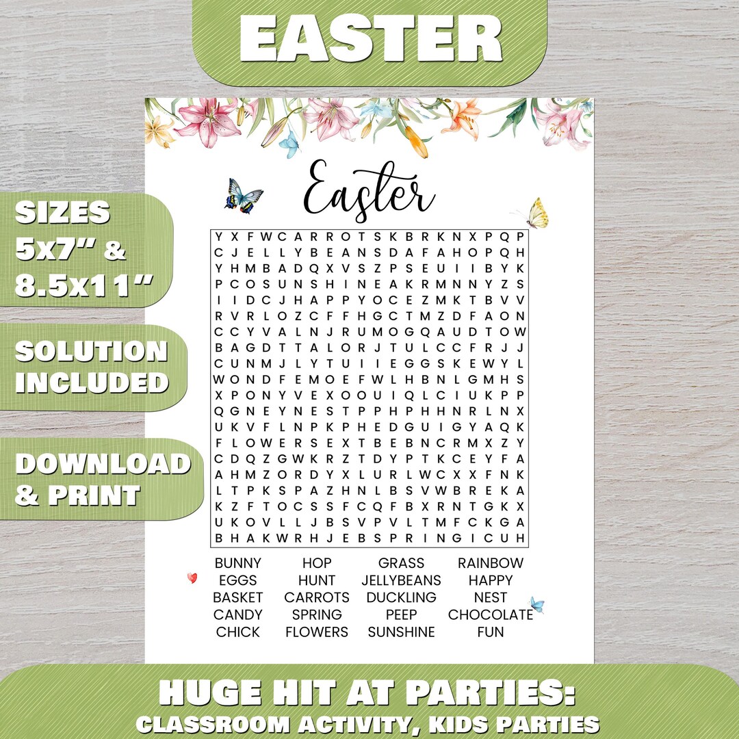 Printable Digital Easter Word Search Puzzle, Classroom Activity, Word ...