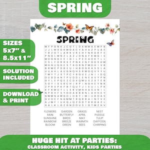 Printable Digital Spring Word Search Puzzle, Classroom Activity, Word ...