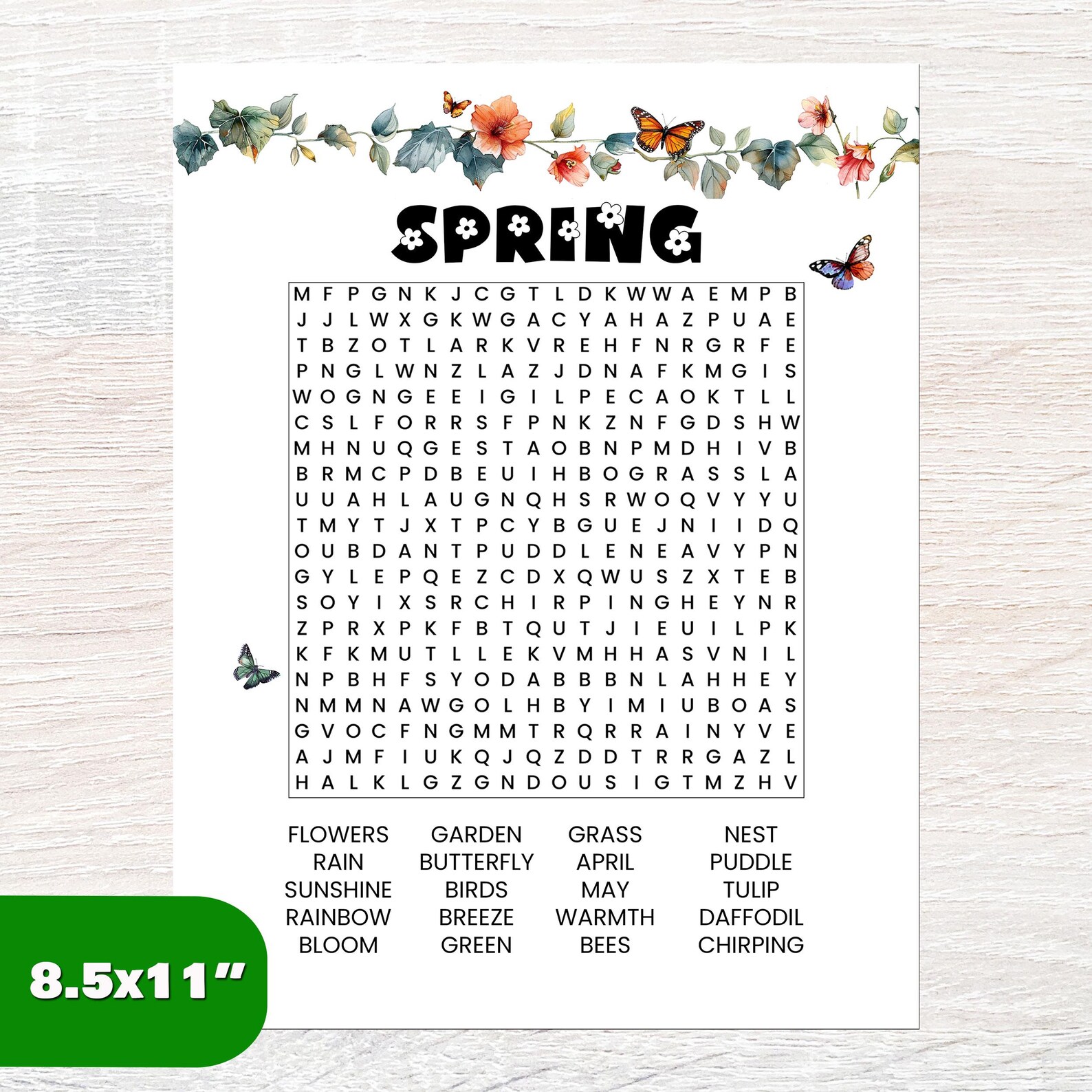 Printable Digital Spring Word Search Puzzle, Classroom Activity, Word ...